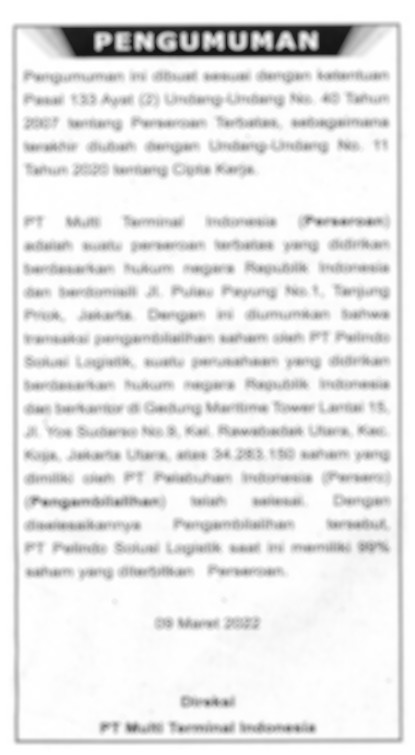Keterbukaan Informasi Multi Terminal Indonesia 09 Maret 2022 ...