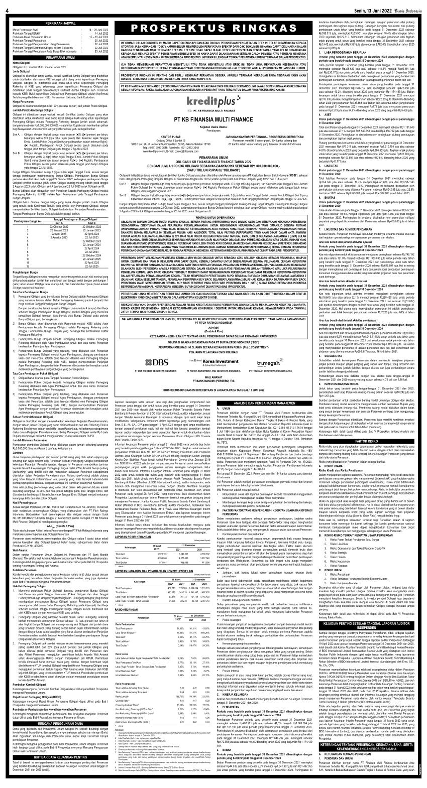 Prospektus KB Finansia Multi Finance 13 Juni 2022 - Dataindonesia.id