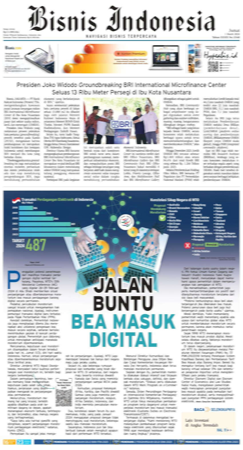 Daftar Judul Berita Koran Bisnis Indonesia Edisi 01 Maret 2024 - Dataindonesia.id