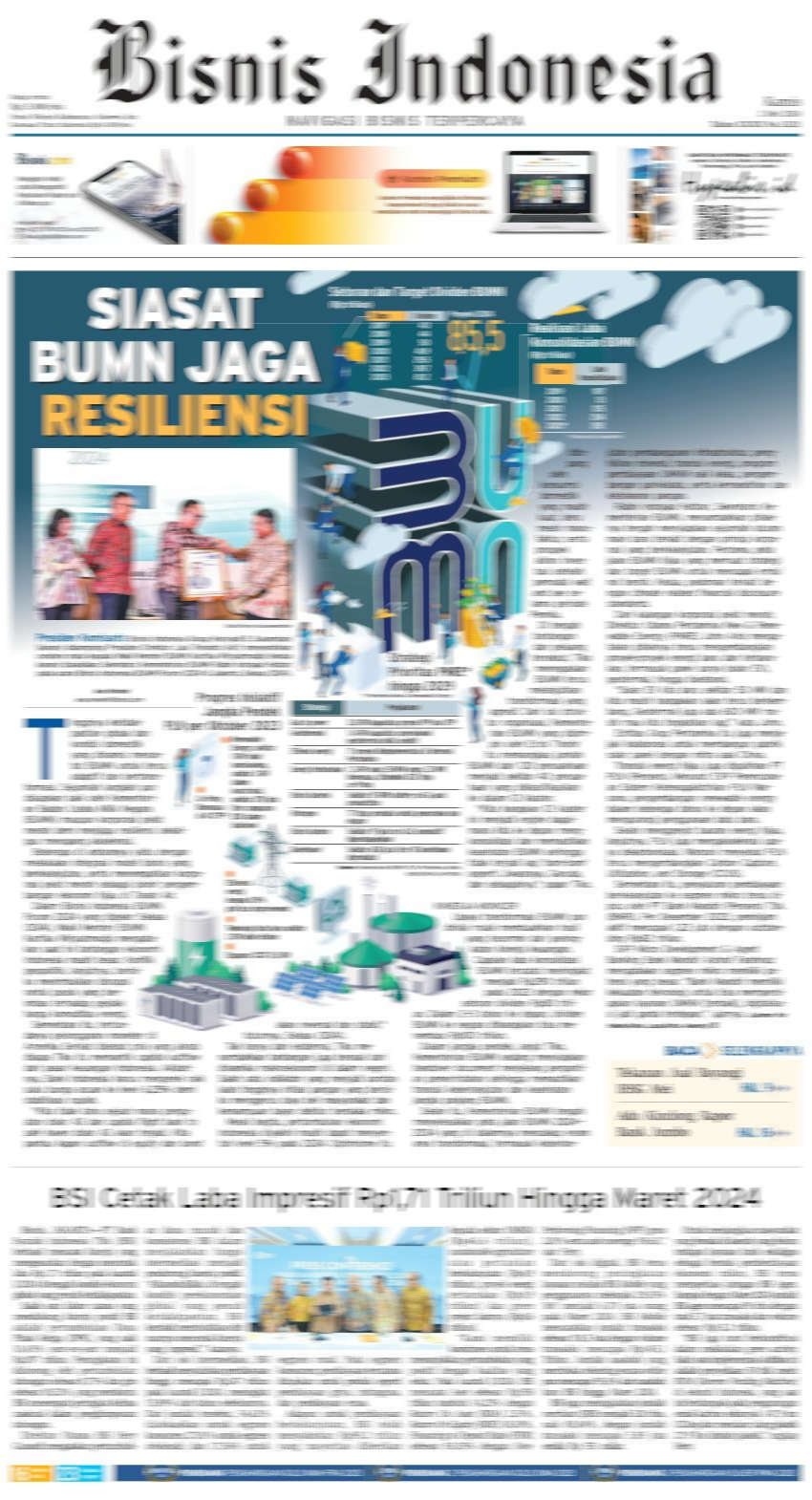 Daftar Judul Berita Koran Bisnis Indonesia Edisi 02 Mei 2024 - Dataindonesia.id