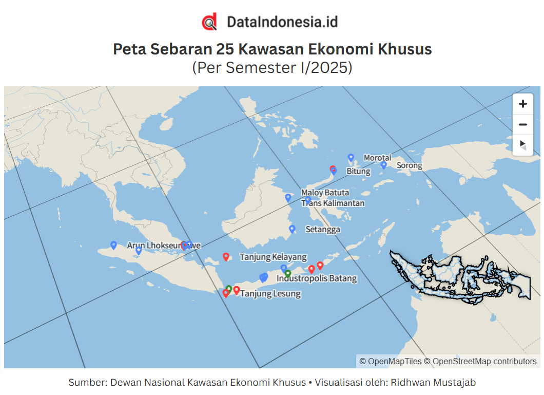 Peta Sebaran 25 Kawasan Ekonomi Khusus di Indonesia hingga Semester I ...
